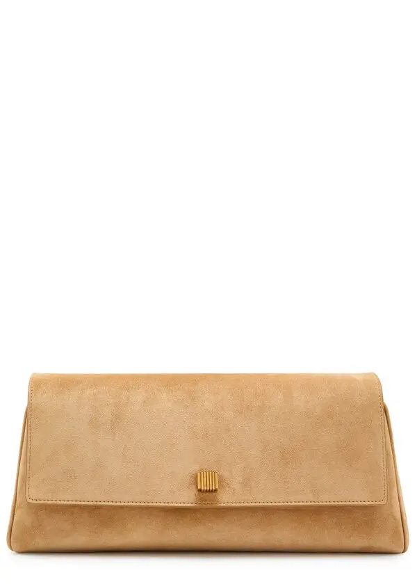 Khaite Audrey Suede Clutch - Camel