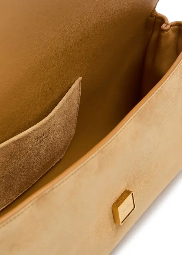 Khaite Audrey Suede Clutch - Camel