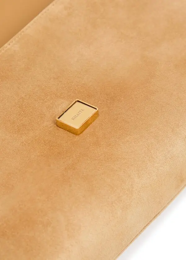 Khaite Audrey Suede Clutch - Camel