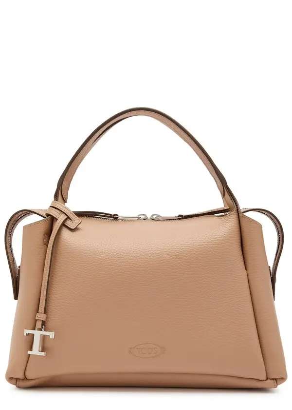 TOD'S Grained Leather Top Handle Bag - Tan