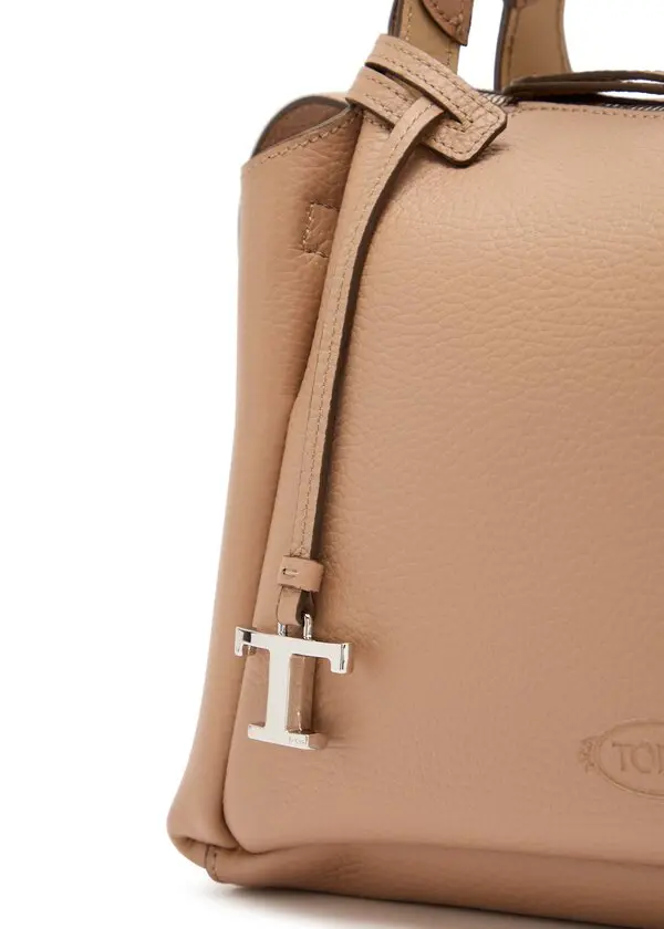 TOD'S Grained Leather Top Handle Bag - Tan