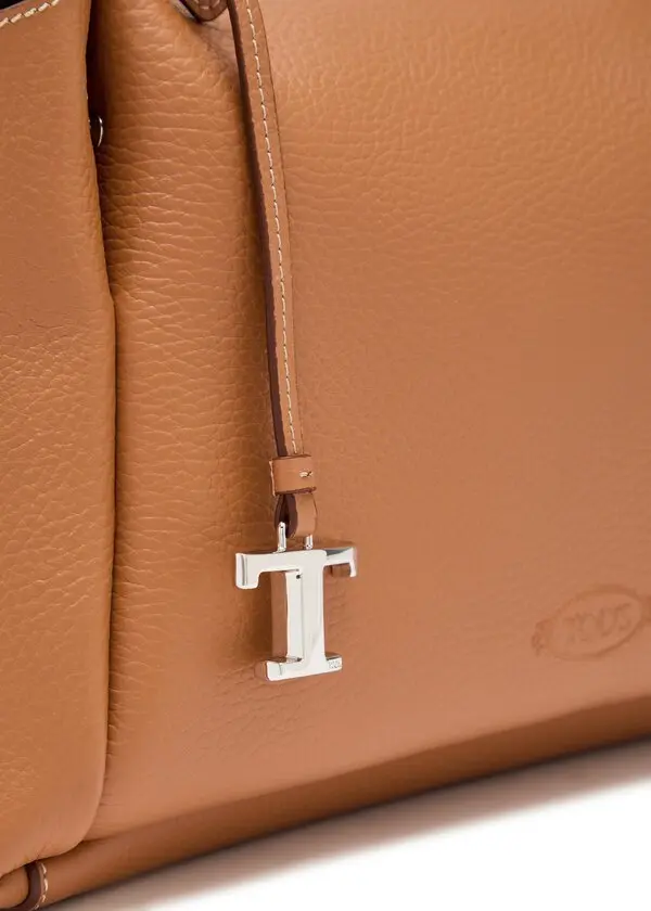 TOD'S Grained Leather Top Handle Bag - Beige