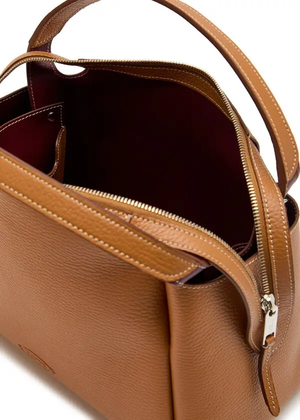 TOD'S Grained Leather Top Handle Bag - Beige