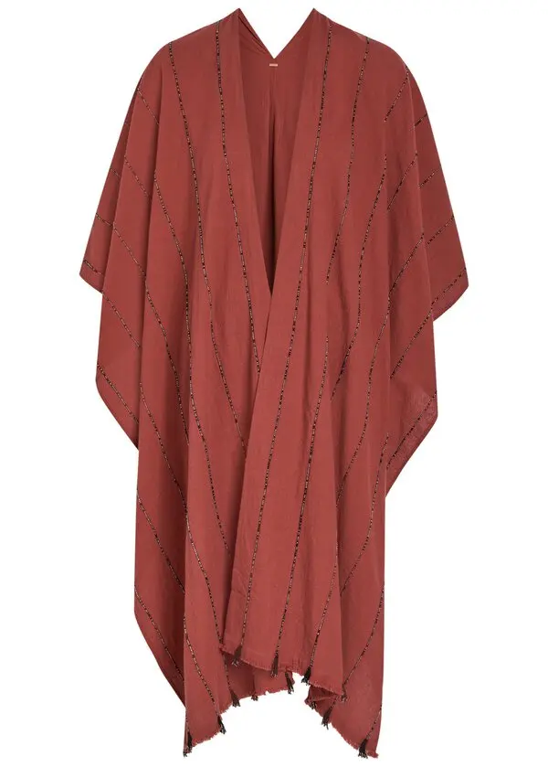 Caravana Bead Embellished Cape - Red