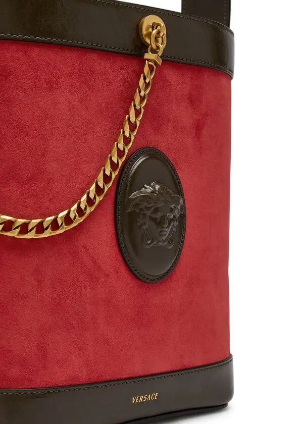 Versace Chain Bucket Bag - Red