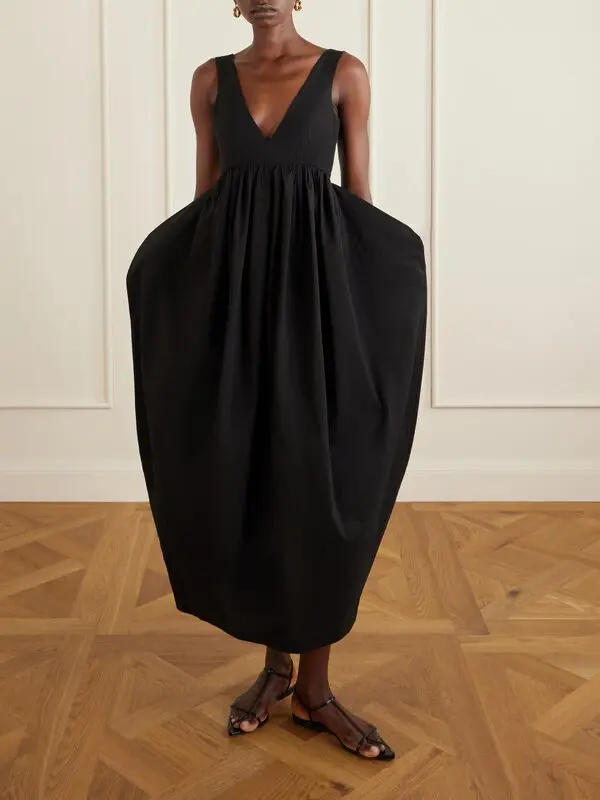 RÓHE Open-back Cotton-blend Maxi Dress - Black
