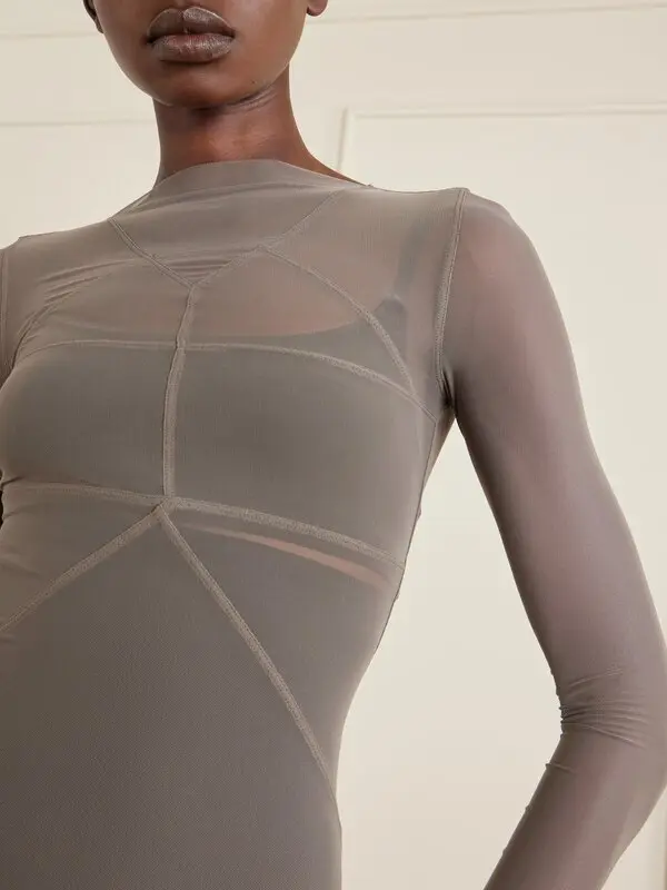 Rick Owens Temple Stretch Tulle Gown - Gray