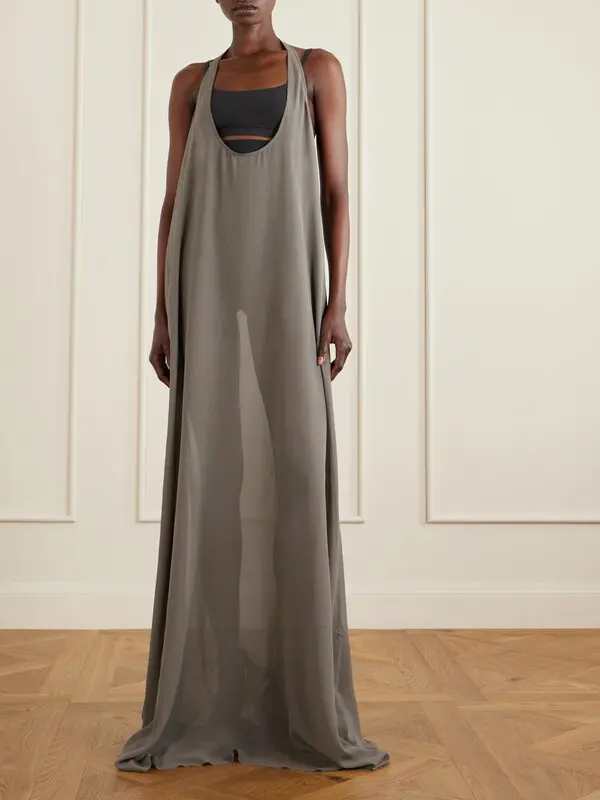Rick Owens Haltar Silk Georgette Gown