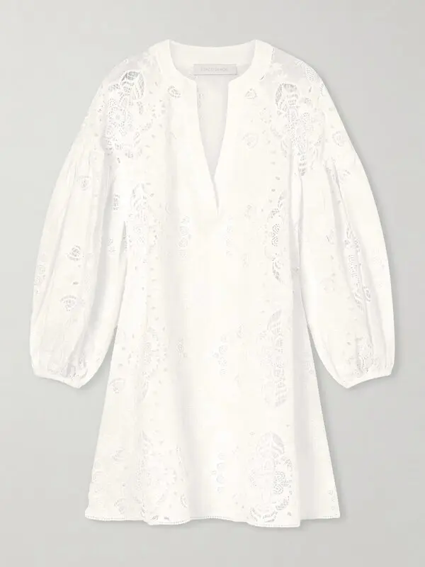 Borgo De Nor Harlow Cotton-blend Lace Mini Dress - White