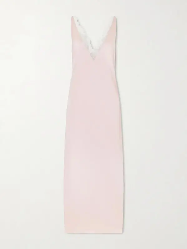 Stella McCartney Lace-trimmed Satin Midi Dress - Pink
