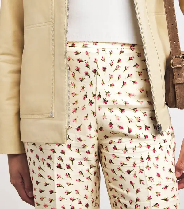 Sandro Floral Print Flared Trousers - Yellow
