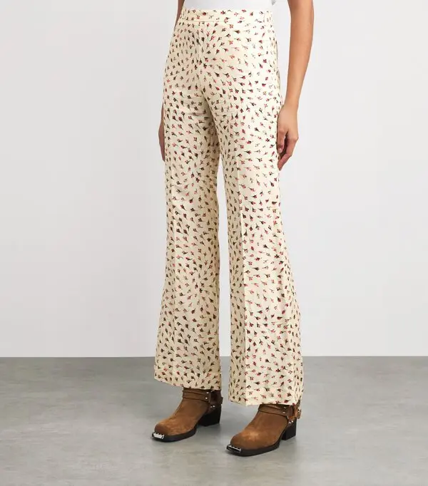 Sandro Floral Print Flared Trousers - Yellow