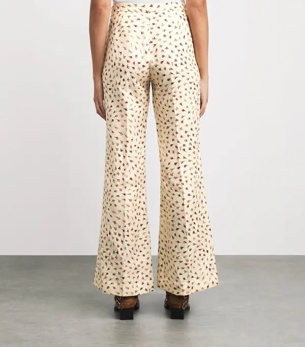 Sandro Floral Print Flared Trousers - Yellow