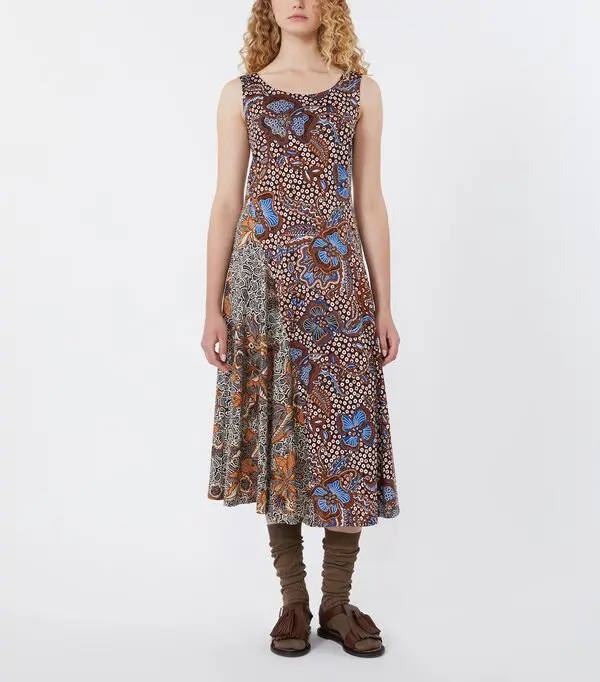 Max Mara Cotton Clash Print Midi Dress