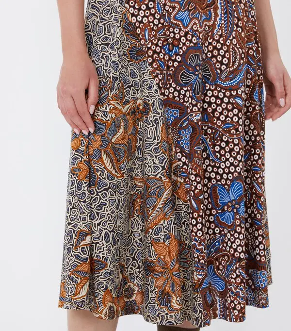 Max Mara Cotton Clash Print Midi Dress