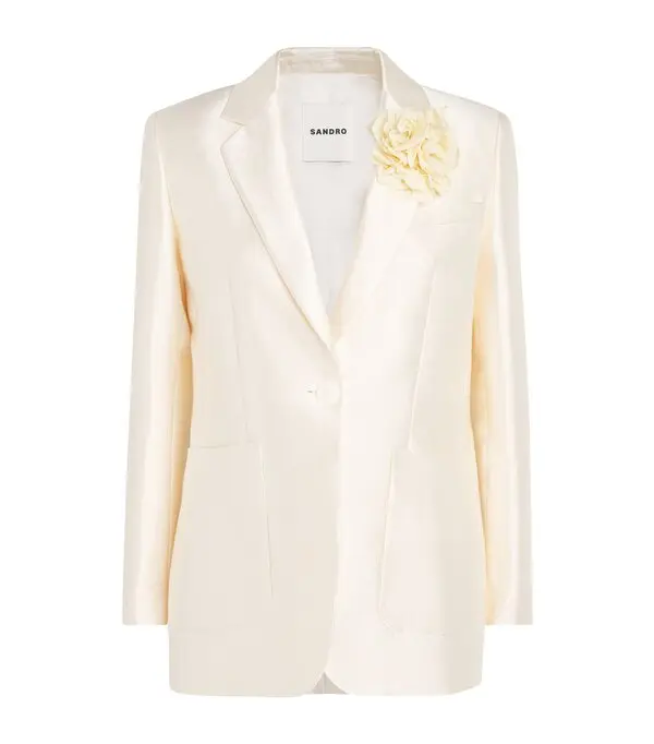 Sandro Satin Flower-corsage Blazer