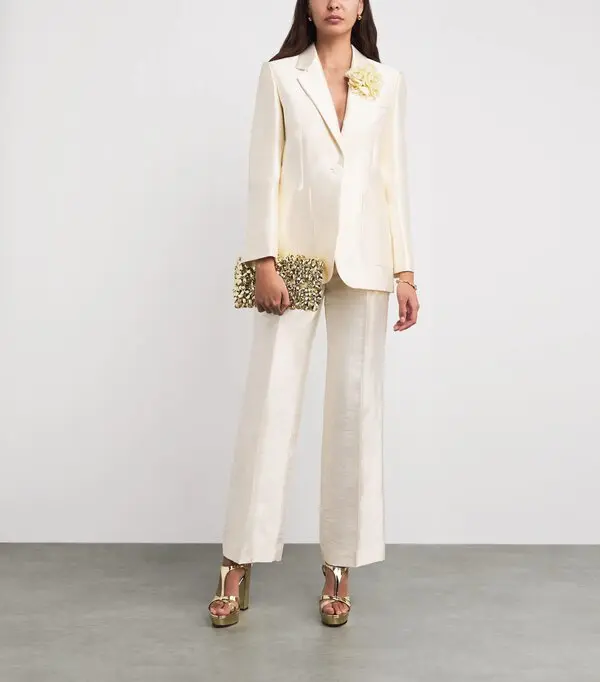 Sandro Satin Flower-corsage Blazer
