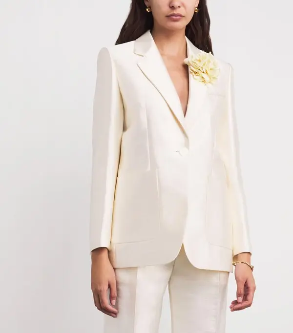 Sandro Satin Flower-corsage Blazer