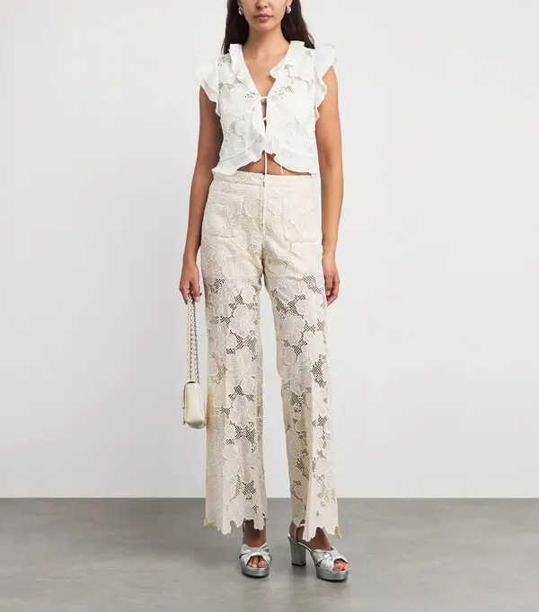 Sandro Guipure Lace Crop Top