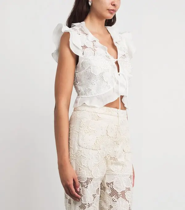 Sandro Guipure Lace Crop Top