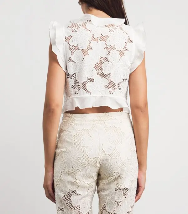 Sandro Guipure Lace Crop Top