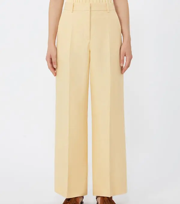 Max Mara Linen Wide-leg Trousers - Yellow