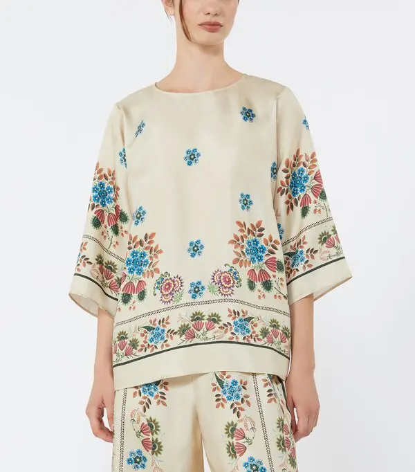 Max Mara Silk Floral Printed Blouse