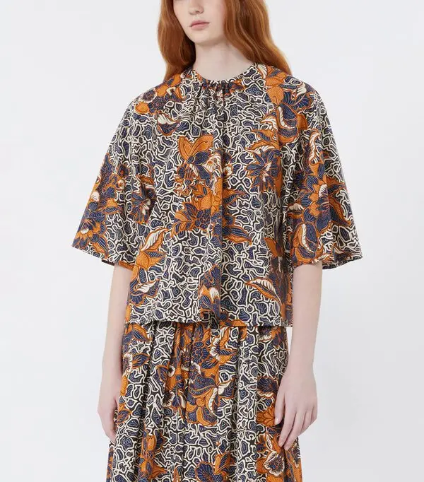 Max Mara Floral Cotton Blouse - Blue