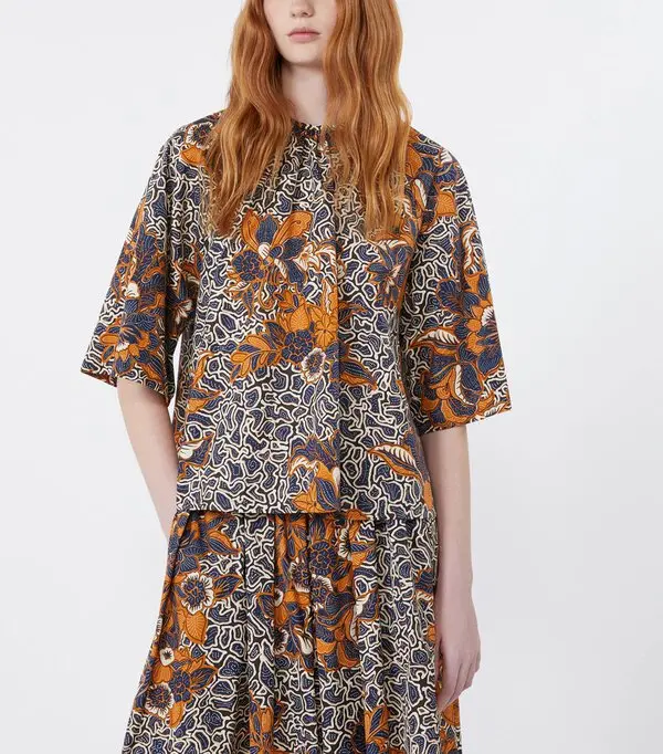 Max Mara Floral Cotton Blouse - Blue