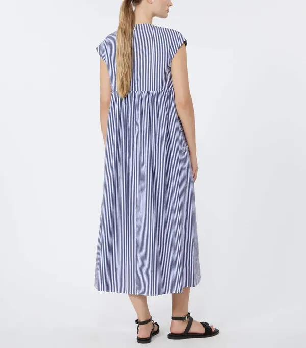 Max Mara Cotton Stripe Midi Dress - Blue