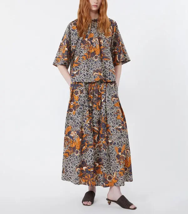 Max Mara Printed Cotton Midi Skirt