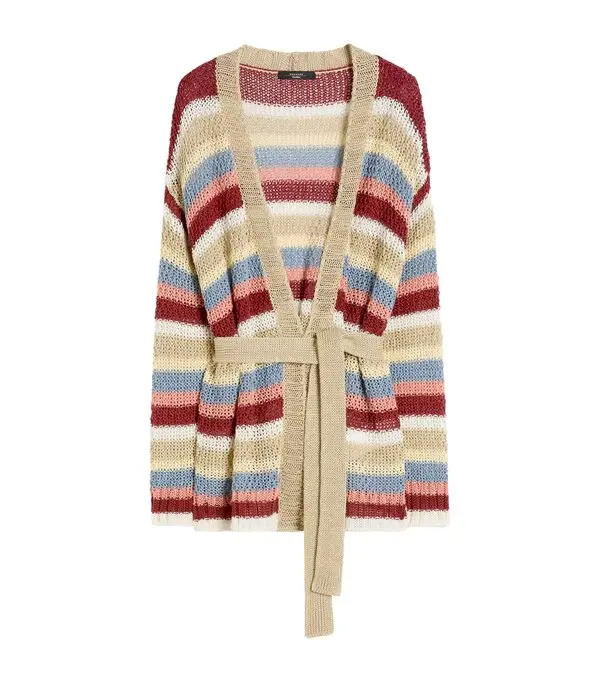 Max Mara Linen Open-knit Stripe Cardigan