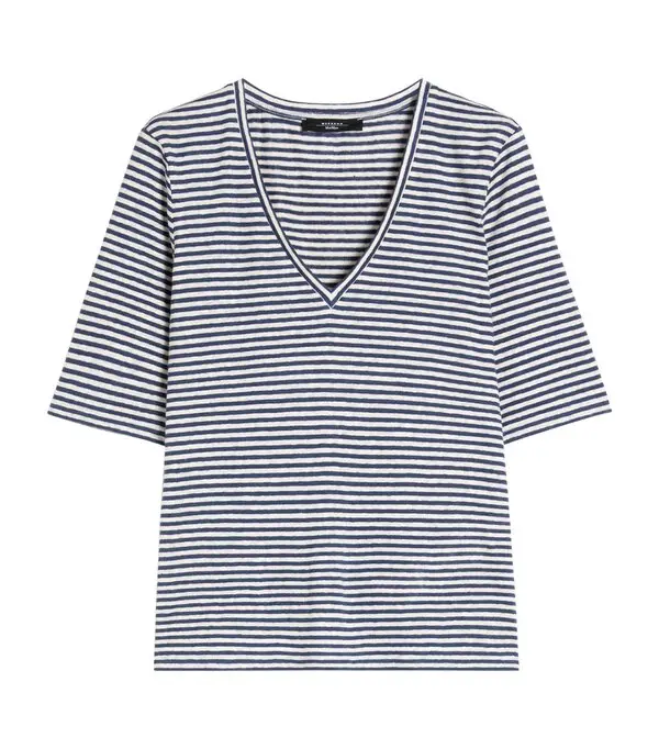 Max Mara Linen-blend Striped T-shirt - Blue