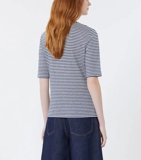 Max Mara Linen-blend Striped T-shirt - Blue