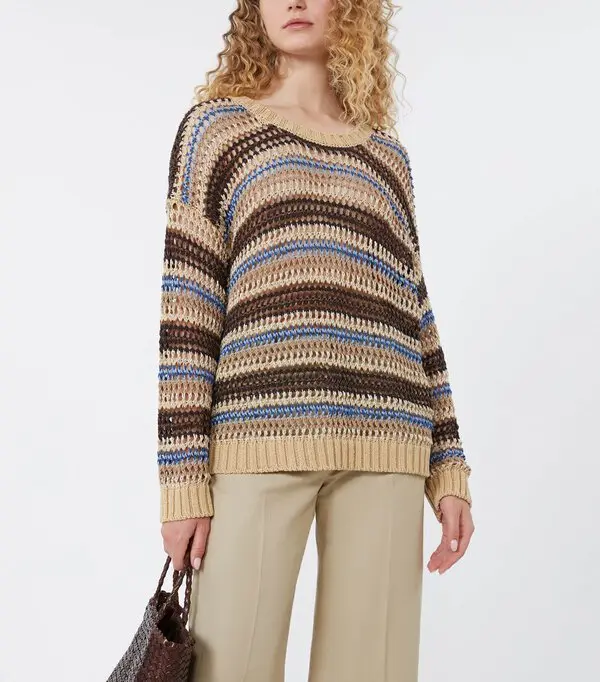 Max Mara Linen-blend Open-knit Sweater