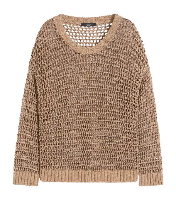 Max Mara Linen-blend Open-knit Sweater