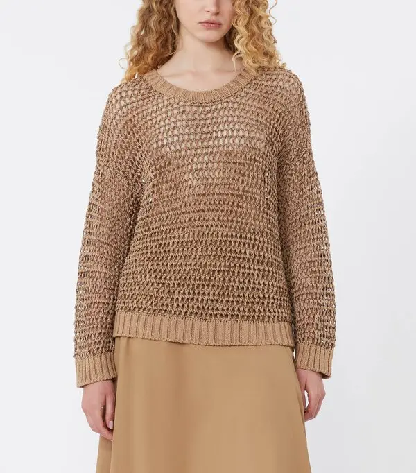 Max Mara Linen-blend Open-knit Sweater