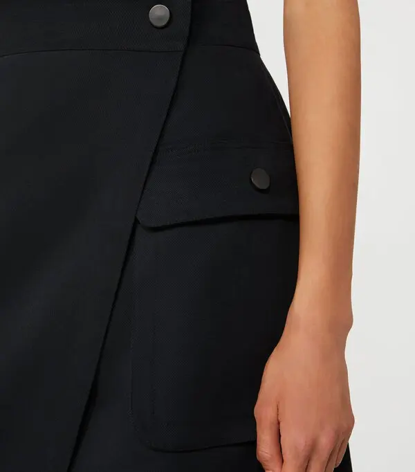 Max Mara Stretch Cotton Wrap Midi Skirt