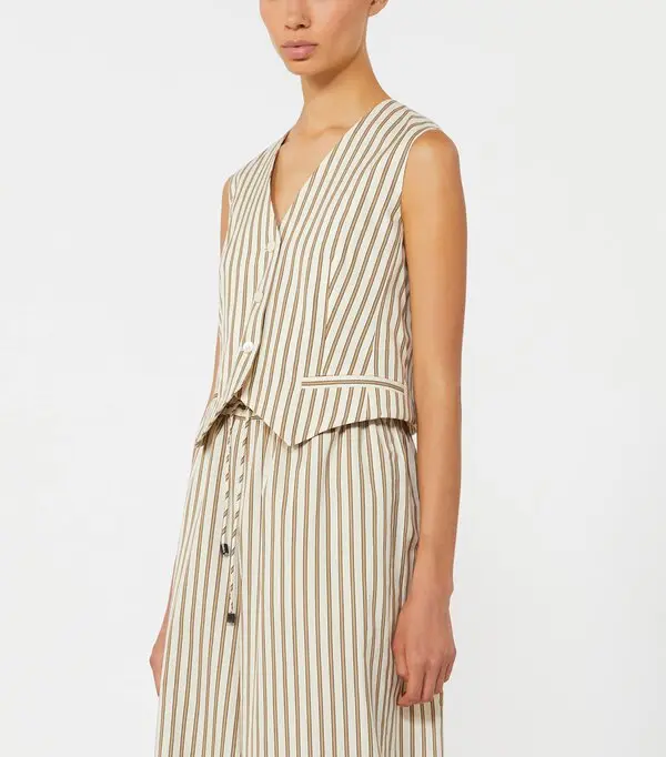 Max Mara Cotton-silk Stripe Waistcoat - Beige