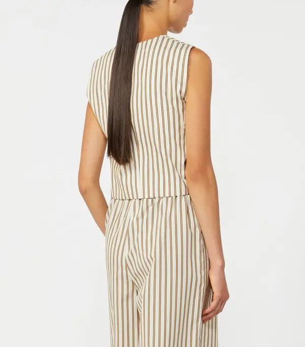 Max Mara Cotton-silk Stripe Waistcoat - Beige