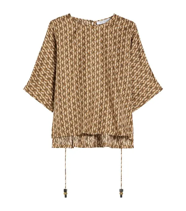 Max Mara Silk Printed Blouse - Beige