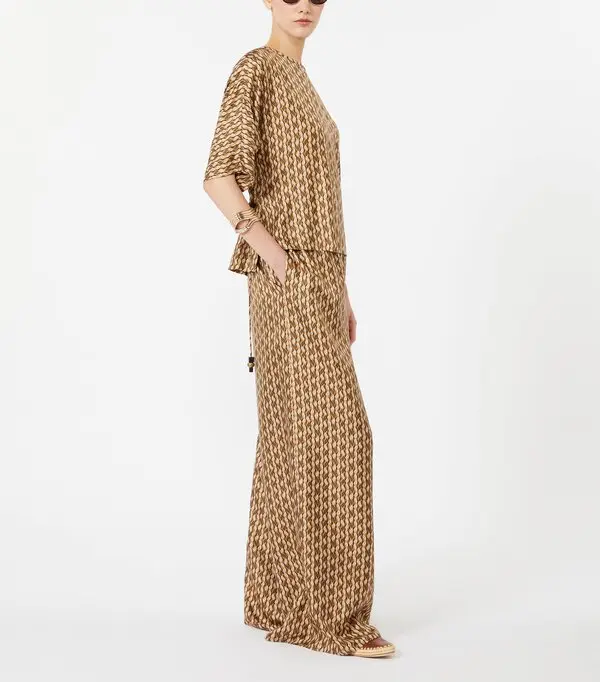 Max Mara Silk Printed Blouse - Beige