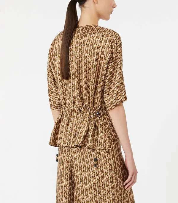 Max Mara Silk Printed Blouse - Beige