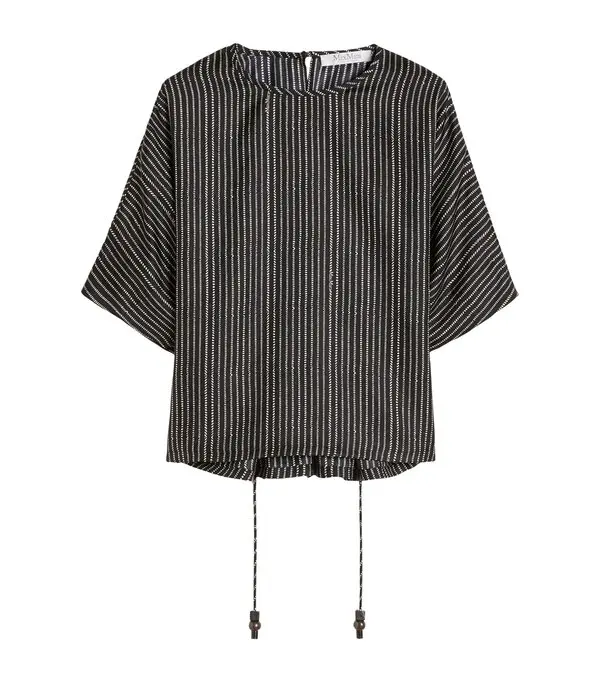 Max Mara Silk Stripe Short-sleeve Blouse - Black