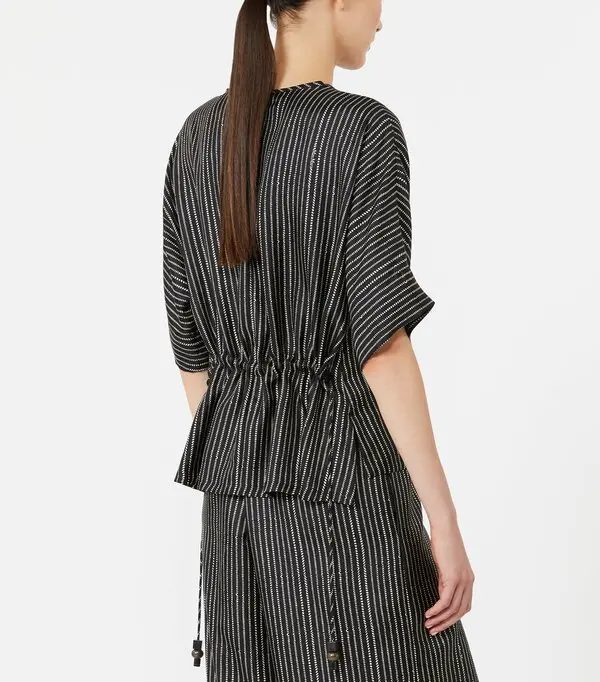 Max Mara Silk Stripe Short-sleeve Blouse - Black