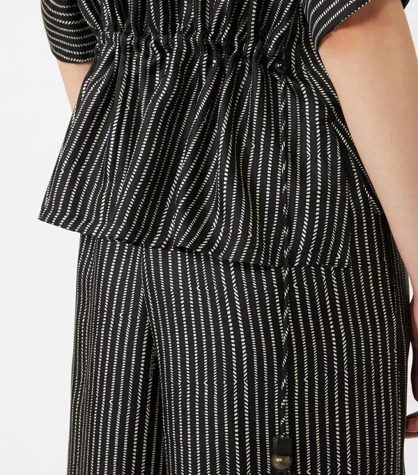 Max Mara Silk Stripe Short-sleeve Blouse - Black