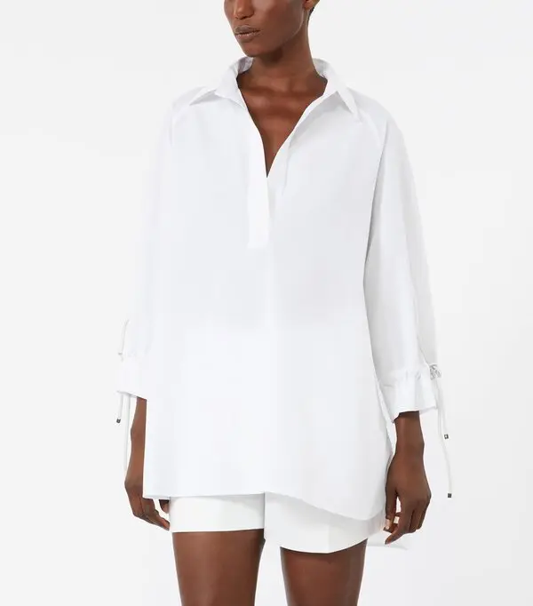 Max Mara Cotton Poplin Drawstring Blouse