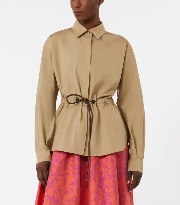 Max Mara Cotton Poplin Drawstring Shirt - Green
