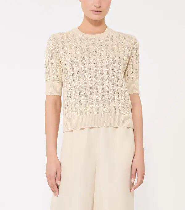 Max Mara Linen Cable-knit Sweater - Beige