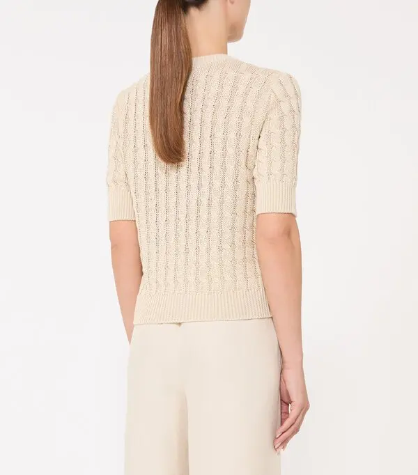 Max Mara Linen Cable-knit Sweater - Beige